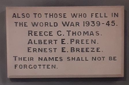 Arddleen Tabernacle Chapel War Memorial - WW1.Wales